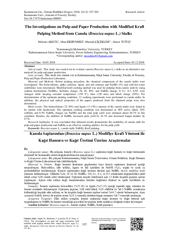 (PDF) The Investigations on Pulp and Paper Production with Modified ...
