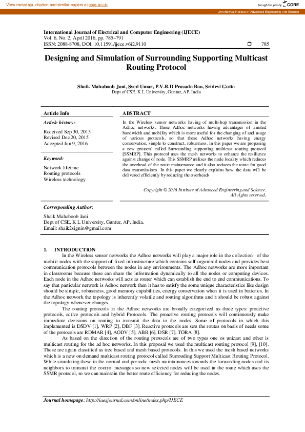 Pdf Designing And Simulation Of Surrounding Supporting Multicast Routing Protocol Syed Umar