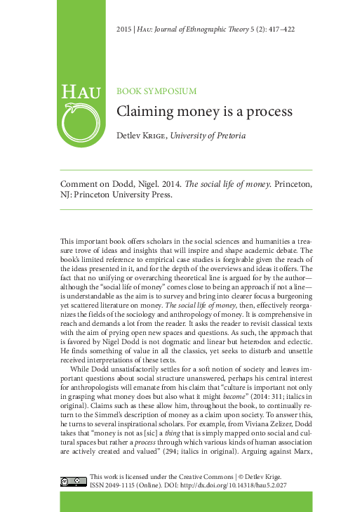 (PDF) Claiming money is a process