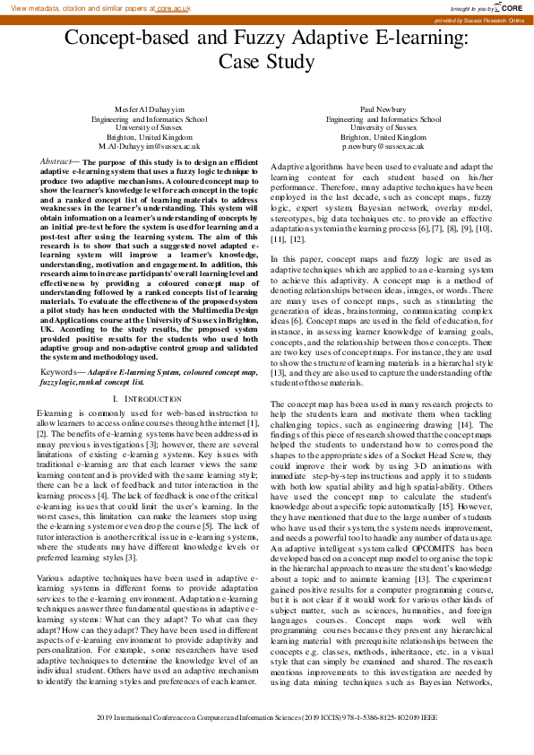 (PDF) Concept-based and fuzzy adaptive e-learning: pilot study | Paul Newbury - Academia.edu