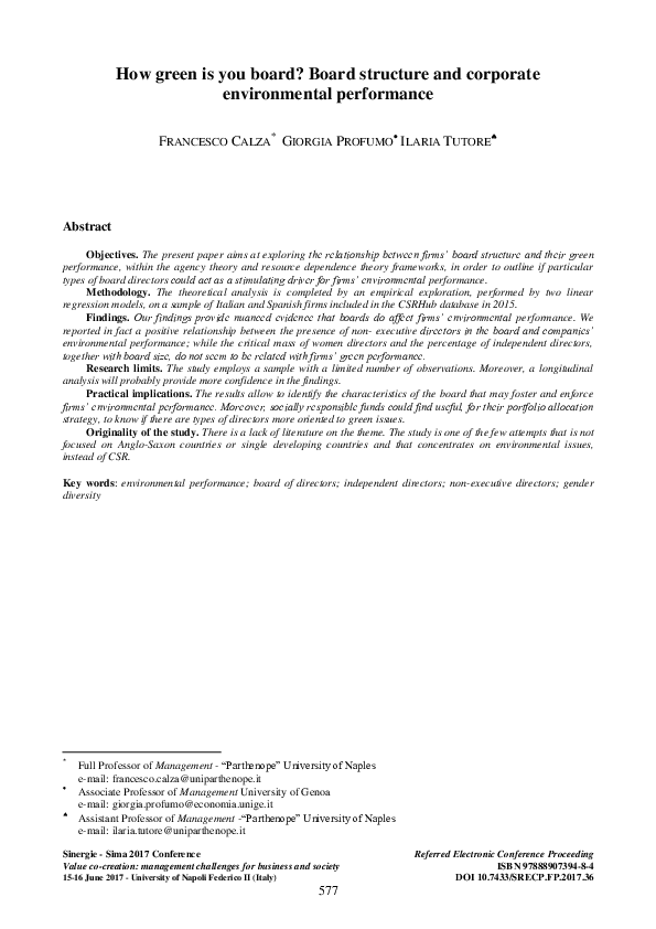 (PDF) How Green Is Your Board? Board Structure and Corporate ...