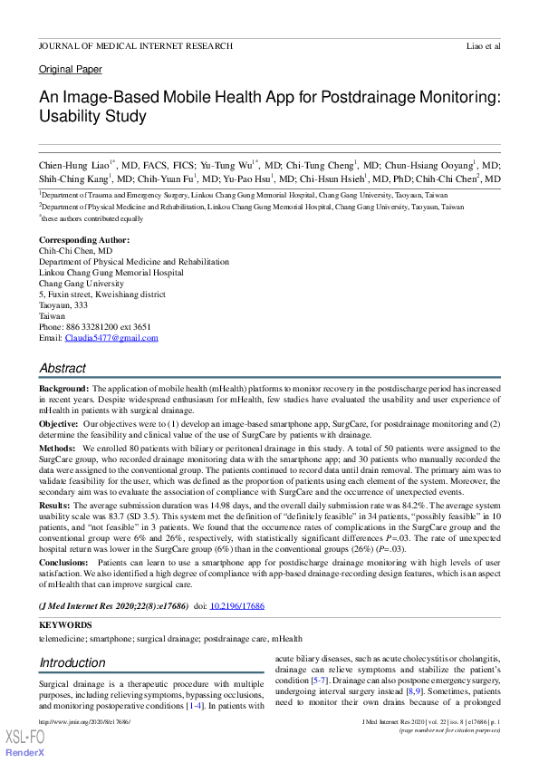 (PDF) An Image-Based Mobile Health App for Postdrainage Monitoring: Usability Study