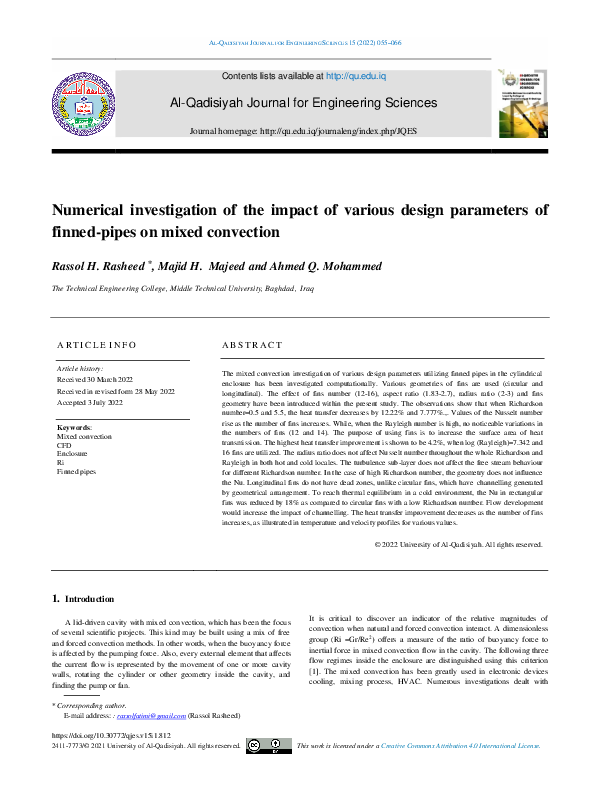 (PDF) Numerical investigation of the impact of various design parameters of finned-pipes on ...