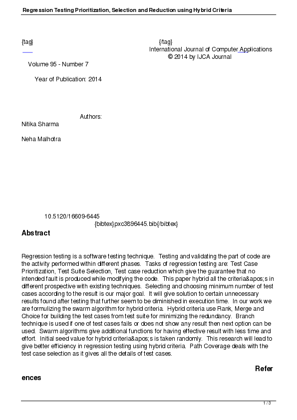 Pdf Regression Testing Prioritization Selection And Reduction Using