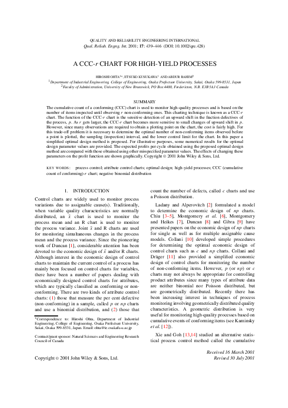 (PDF) A CCC-r chart for high-yield processes