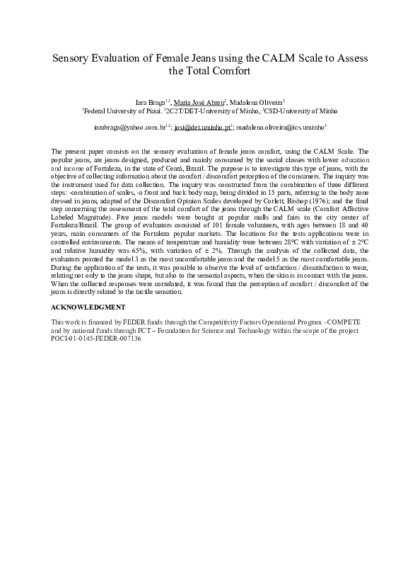 (DOC) Sensory evaluation of female jeans using the CALM scale to assess ...
