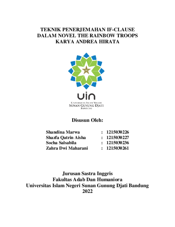 (PDF) TEKNIK PENERJEMAHAN IF-CLAUSE DALAM NOVEL THE RAINBOW TROOPS ...