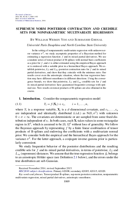 (PDF) Supremum norm posterior contraction and credible sets for nonparametric multivariate ...