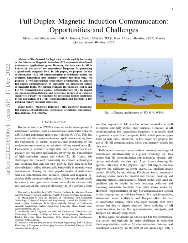 (PDF) Full-Duplex Magnetic Induction Communication: Opportunities and ...