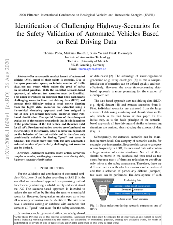 Pdf Identification Of Challenging Highway Scenarios For The Safety Validation Of Automated