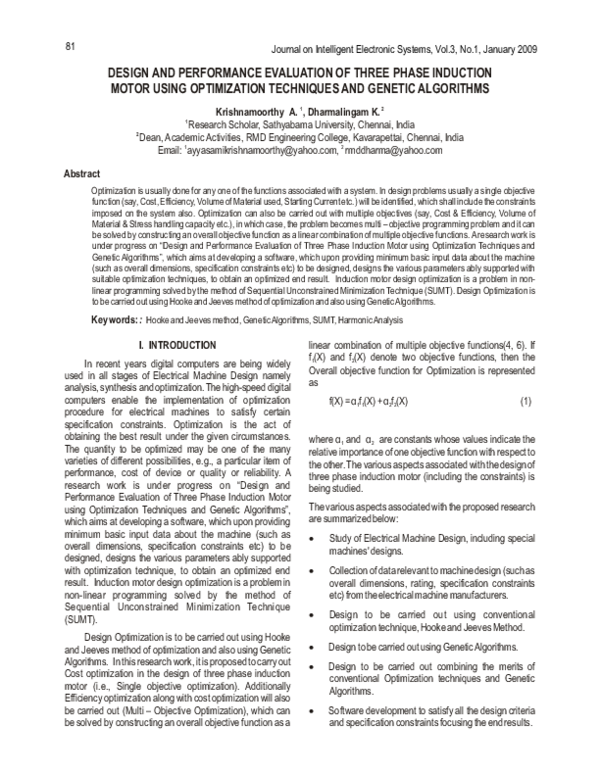 Pdf Design And Performance Evaluation Of Three Phase Induction Motor Using Optimization