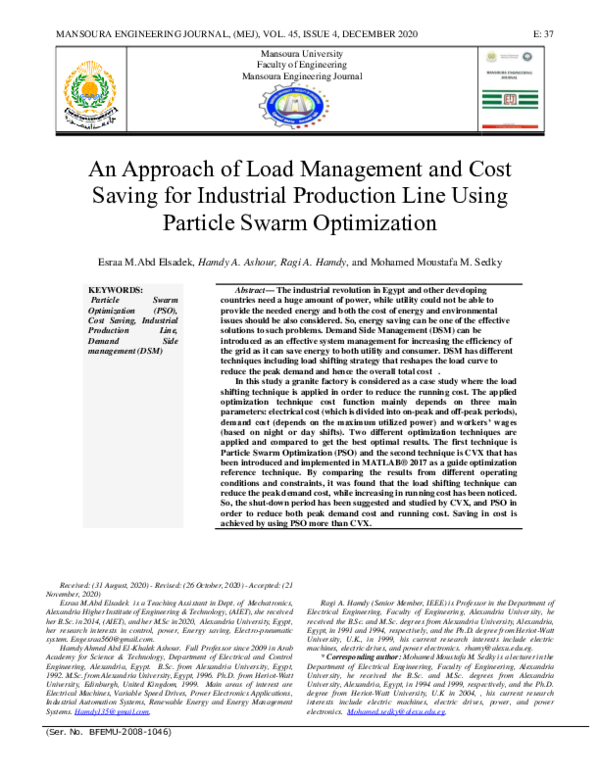 Pdf An Approach Of Load Management And Cost Saving For Industrial Production Line Using