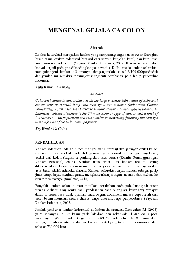 (PDF) MENGENAL GEJALA CA COLON