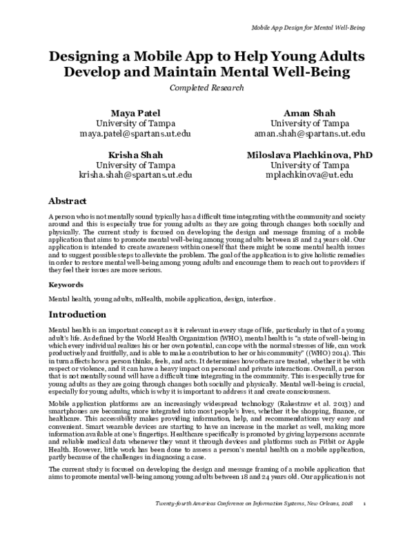 (PDF) Designing a Mobile App to Help Young Adults Develop and Maintain ...