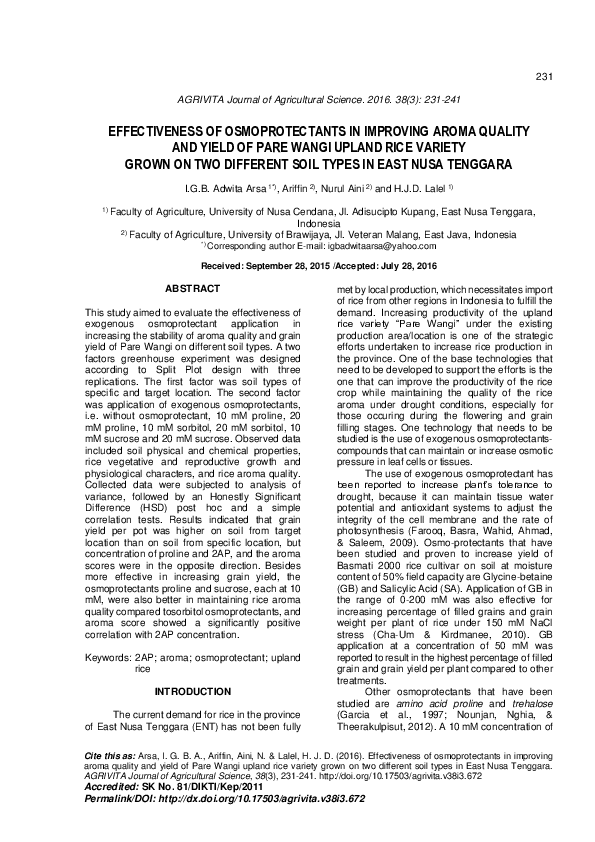 (PDF) Effectiveness of Osmoprotectants in Improving Aroma Quality and ...