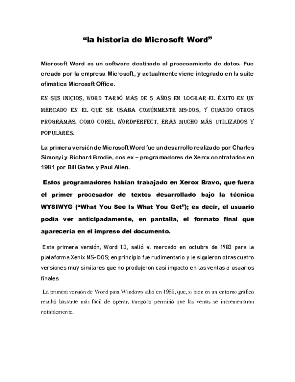 (PDF) "la historia de Microsoft Word"
