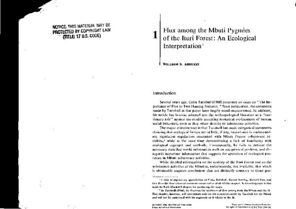 (PDF) Flux among the Mbuti Pygmies of the Ituri Forest: An Ecological ...