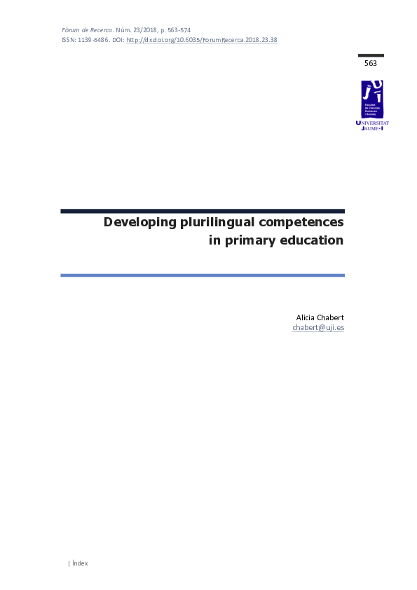 (PDF) Developing plurilingual competences in primary education
