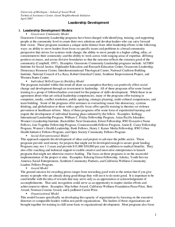(PDF) Leadership development