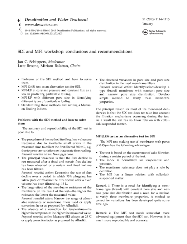 (PDF) SDI and MFI workshop: conclusions and recommendations