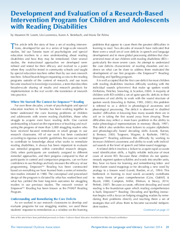 (PDF) Empower (TM) Reading: Development and roll-out of a research ...