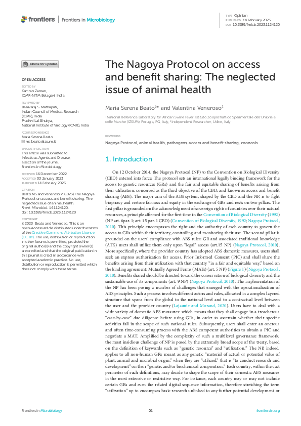 (PDF) The Nagoya Protocol on access and benefit sharing: The neglected ...