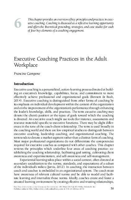 (PDF) Executive Coaching Practices in the Adult Workplace