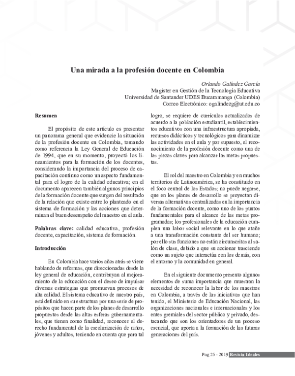 (PDF) Una mirada a la profesión docente en Colombia