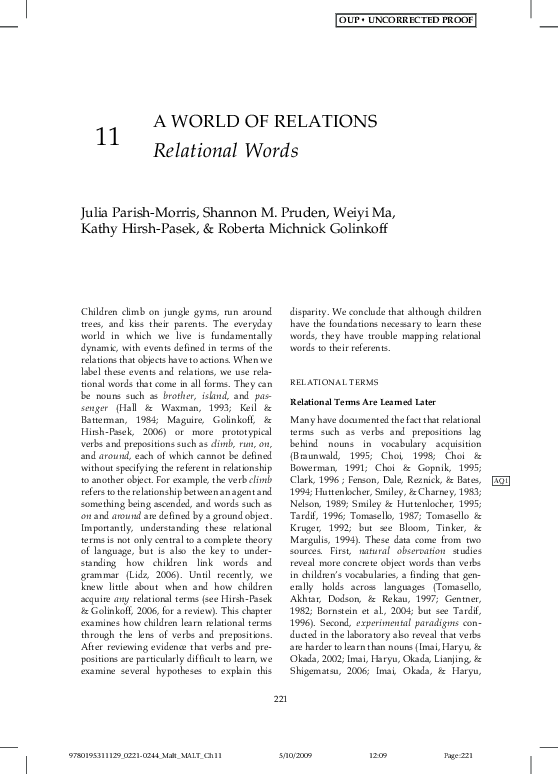 (PDF) A world of relations: Relational words
