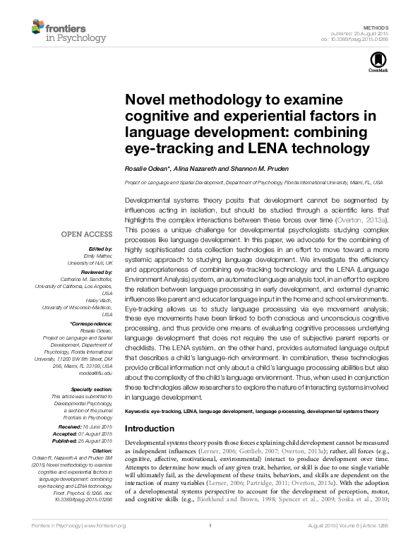 (PDF) Novel methodology to examine cognitive and experiential factors ...