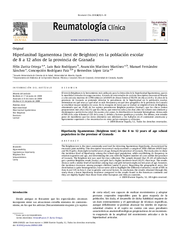 (PDF) Hiperlaxitud ligamentosa (test de Beighton) en la población ...