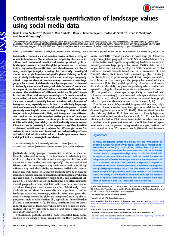 (PDF) Continental-scale quantification of landscape values using social ...