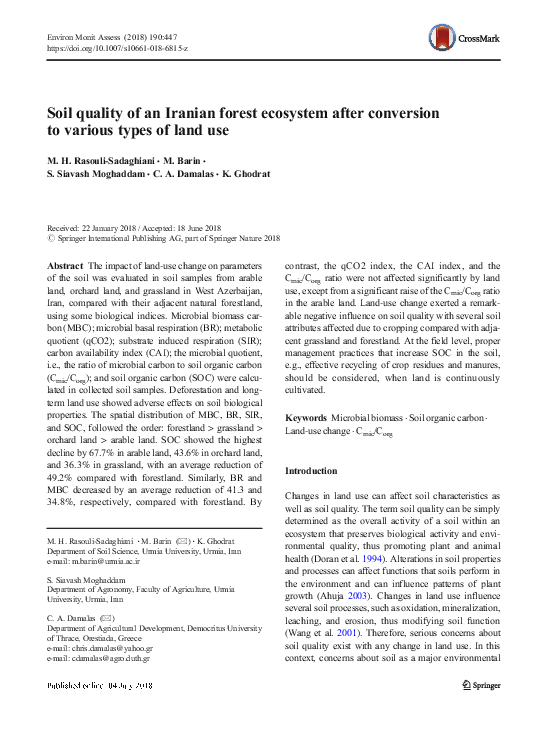 (PDF) Soil quality of an Iranian forest ecosystem after conversion to ...