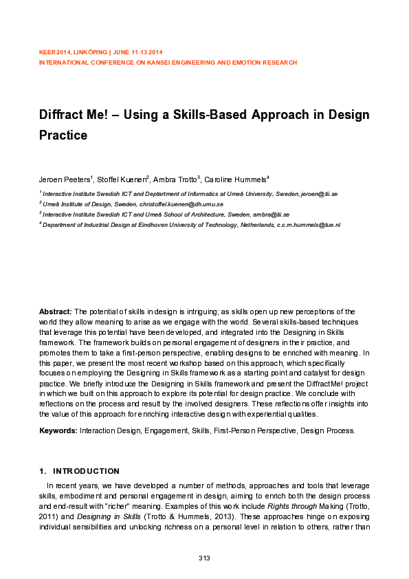 (PDF) DiffractMe - Using A Skills-Based Approach in Design Practice
