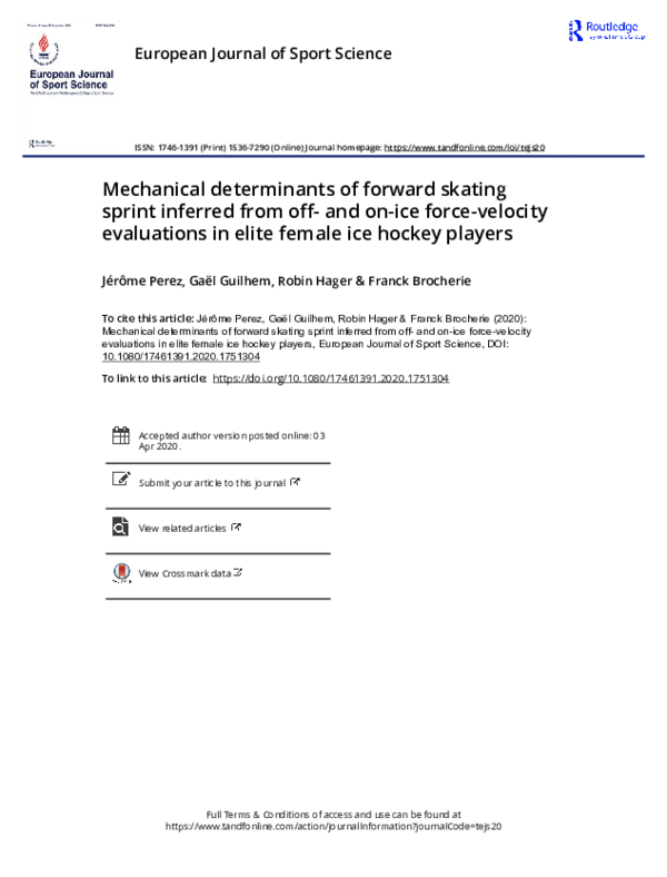 (PDF) Mechanical determinants of forward skating sprint inferred from off- and on-ice force ...