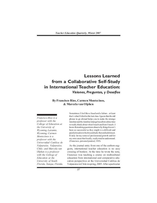 (PDF) Lessons Learned from a Collaborative Self-Study