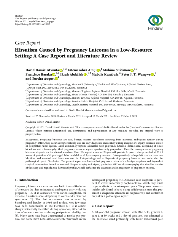 (PDF) Hirsutism Caused by Pregnancy Luteoma in a Low-Resource Setting ...