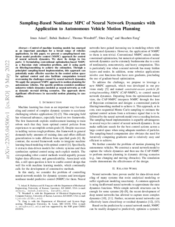 (PDF) Sampling-Based Nonlinear MPC of Neural Network Dynamics with Application to Autonomous ...