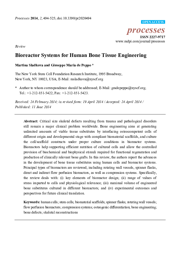 (PDF) Bioreactor Systems for Human Bone Tissue Engineering