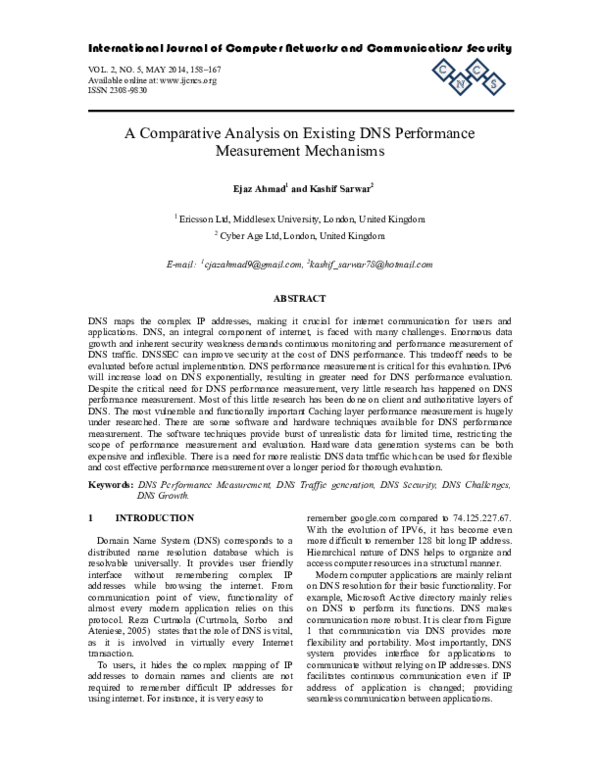 Pdf A Comparative Analysis On Existing Dns Performance Measurement