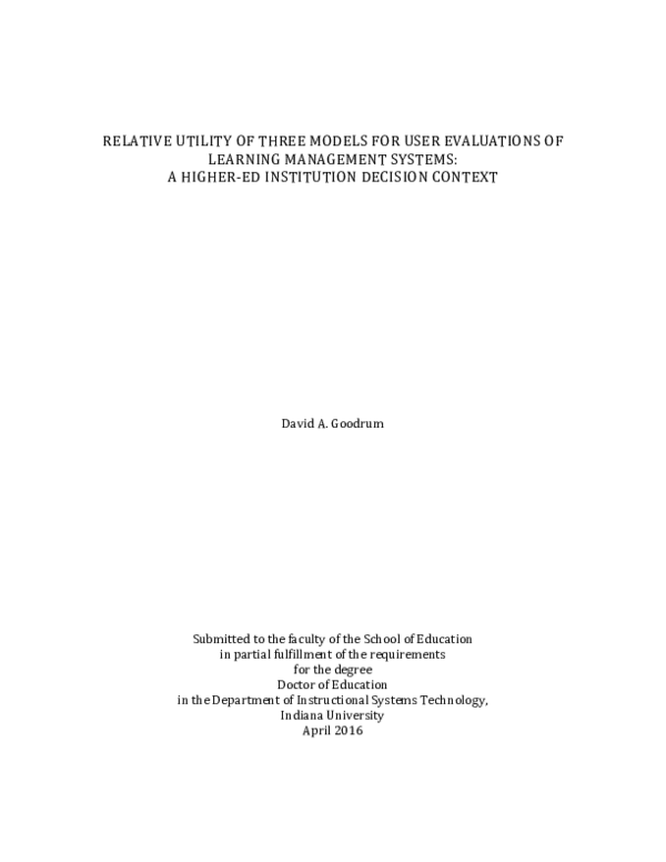 (PDF) Relative Utility of Three Models for User Evaluations of Learning ...
