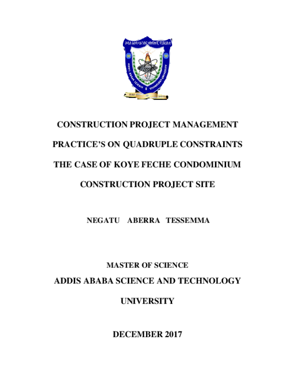 (PDF) Construction Project Management Practice's on Quadruple ...