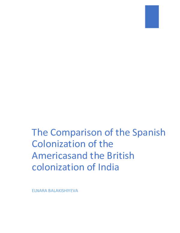 (PDF) The Comparison of the Spanish Colonization of the Americas and ...