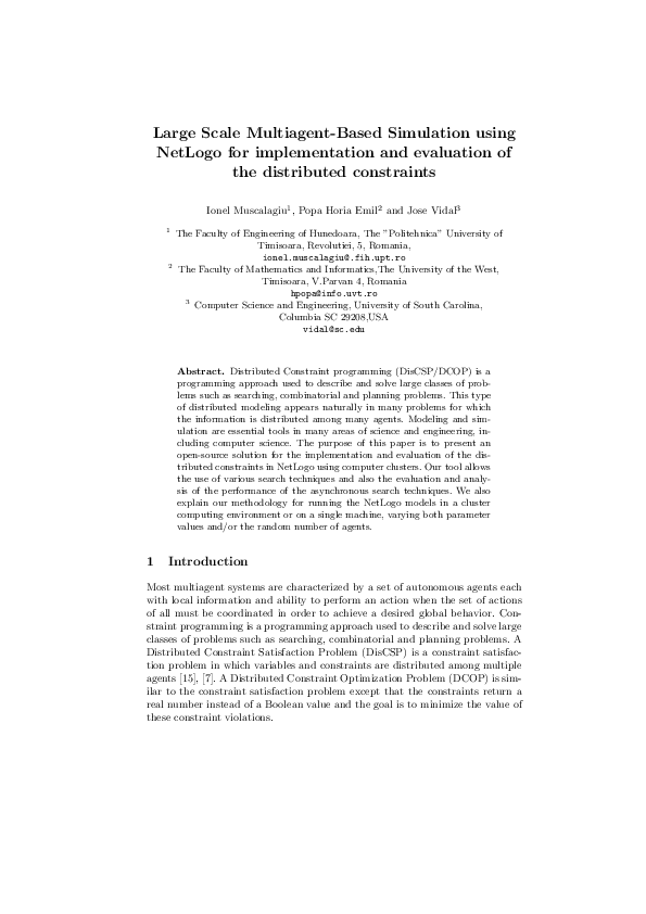 Pdf Large Scale Multi Agent Based Simulation Using Netlogo For The