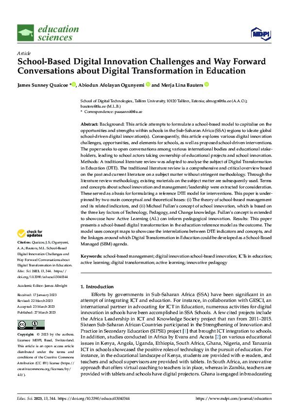 (PDF) School-Based Digital Innovation Challenges and Way Forward ...