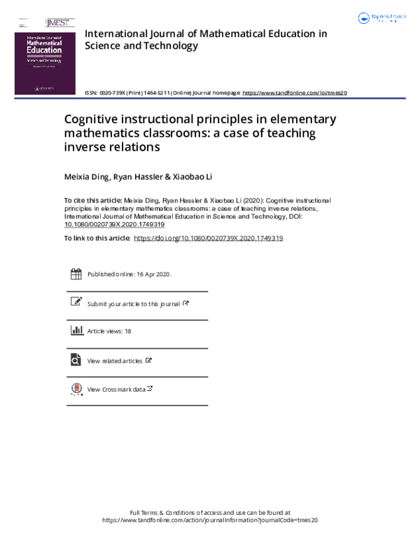 (PDF) Cognitive instructional principles in elementary mathematics ...
