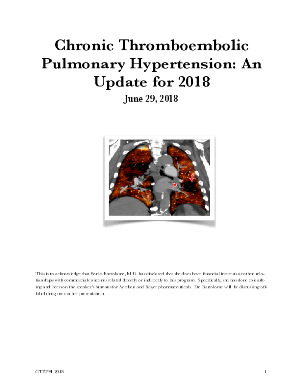 (PDF) Chronic thromboembolic pulmonary hypertension: an update for 2018