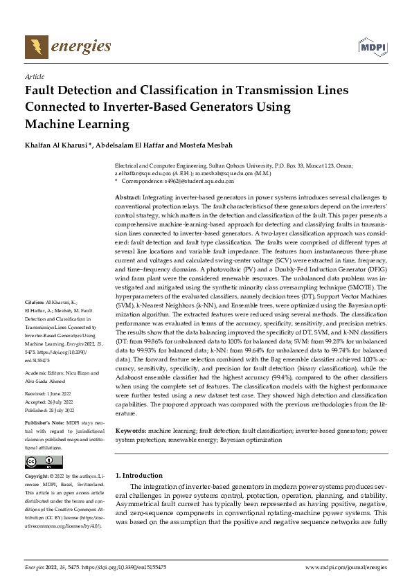 Pdf Fault Detection And Classification In Transmission Lines