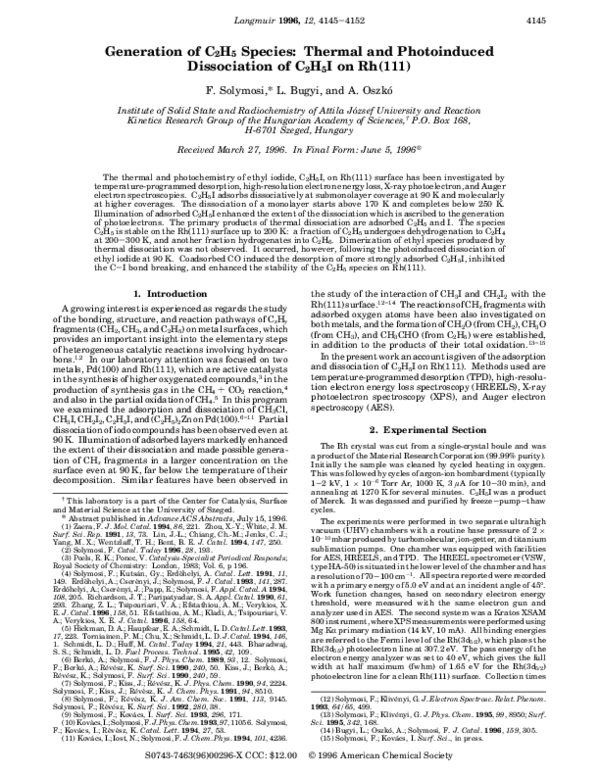 (PDF) Generation of C2H5 Species: Thermal and Photoinduced Dissociation ...