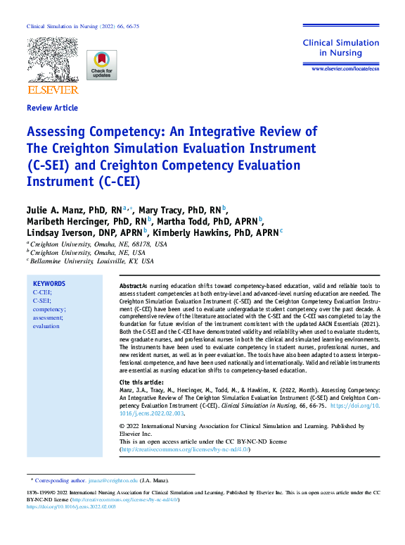 (PDF) Assessing Competency: An Integrative Review of The Creighton ...